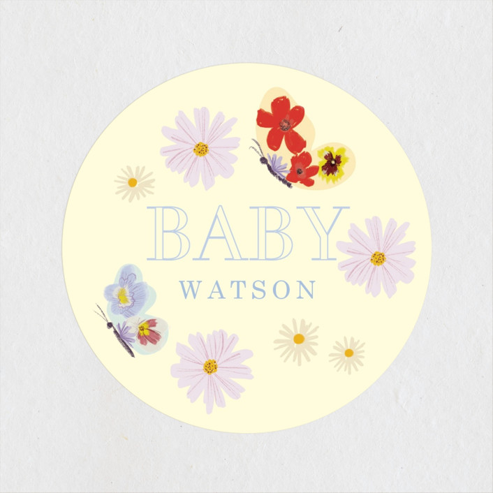 Butterfly Florals Baby Shower Stickers by Baumbirdy | Minted