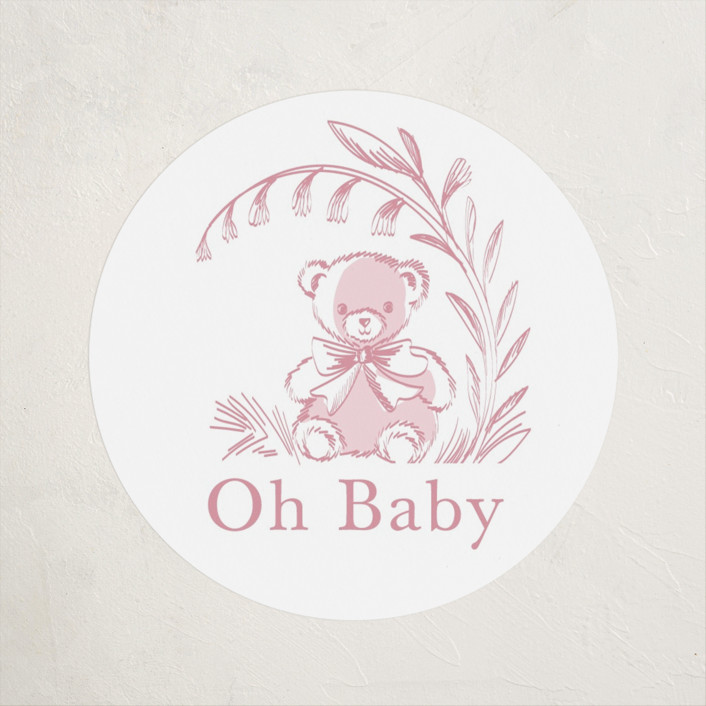Baby Toile Baby Shower Stickers by Teju Reval | Minted