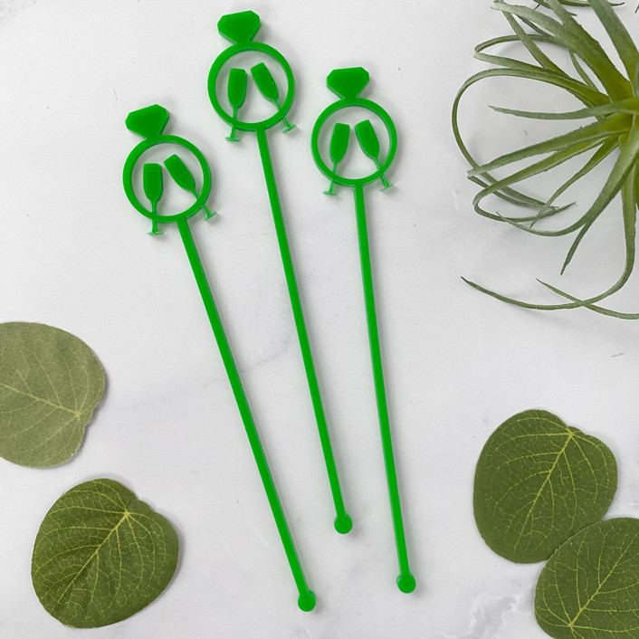 Diamond Ring Stir Sticks - Lime Green (Set of 25) Stir Sticks by Atomic ...