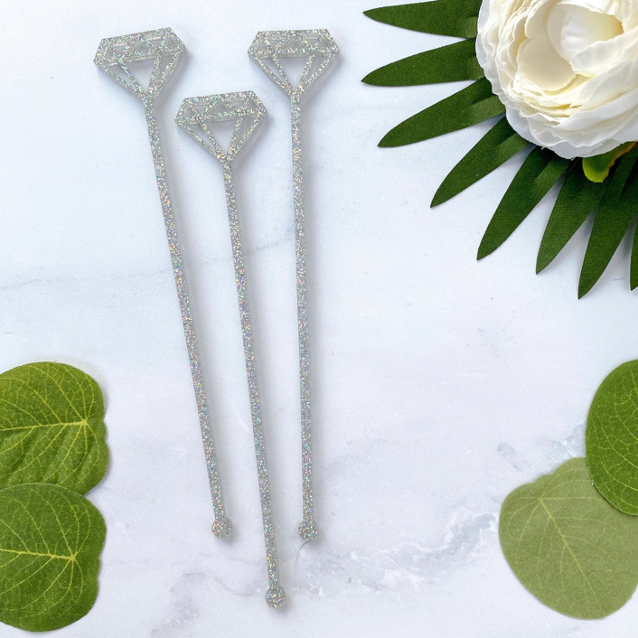 Diamond Stir Sticks - White Glitter (Set of 25) Stir Sticks by Atomic ...