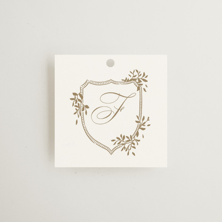 Monogram in Leaves Wedding Favor Tags by Leah Bisch | Minted