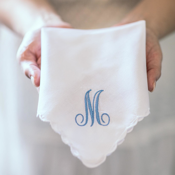 Ladies Embroidered Handkerchief with Single Initial Calligraphy ...
