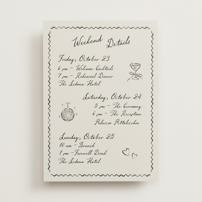 Puglia Wedding Weekend Itinerary Cards by Pati Cascino | Minted