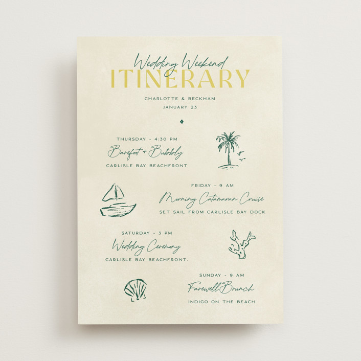 Coastal Drift Wedding Weekend Itinerary Cards by Pixel and Hank | Minted