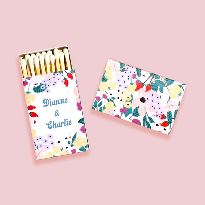 Custom Cuppa Love Birds Hand Drawn Floral Matchboxes, set of 100 ...
