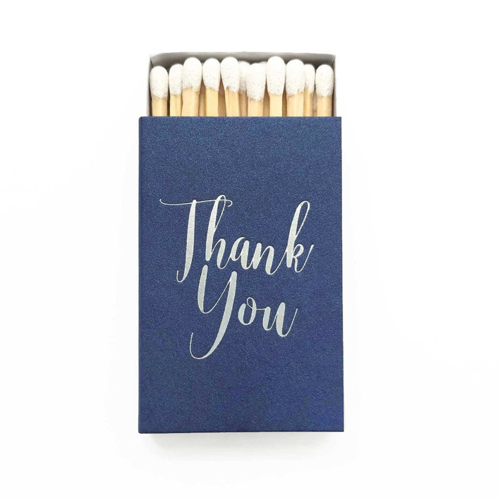 Blue Thank You Matchbox Matchbooks and Matches by Tea and Becky | Minted