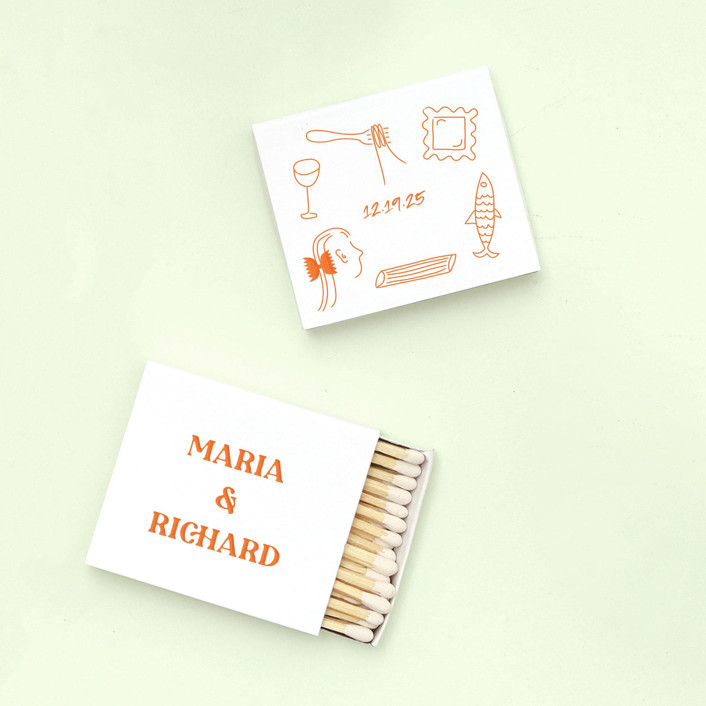 Pasta Party Hand Drawn Matchbox, set of 100 Matchbooks and Matches by ...