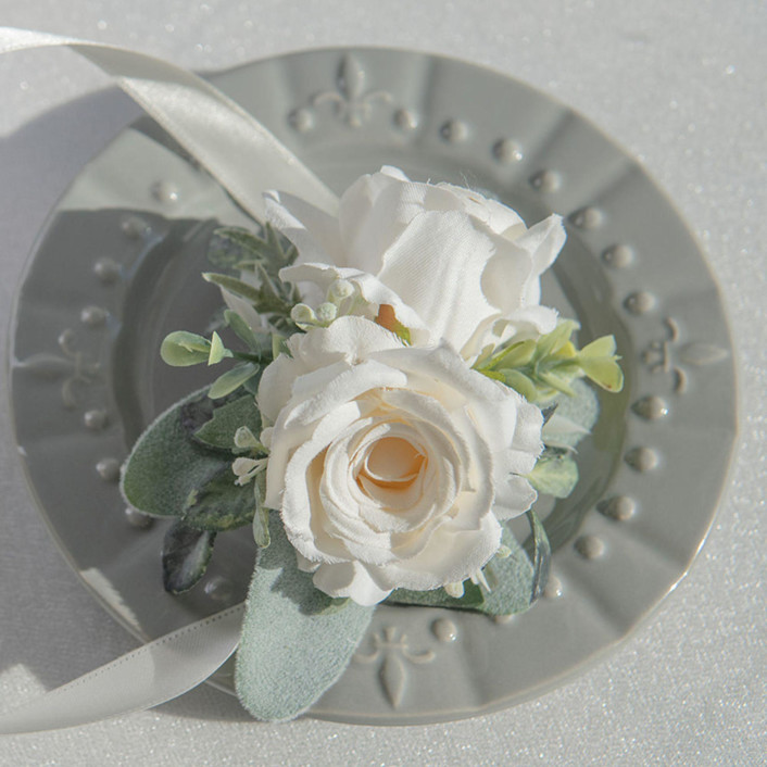 Ivory Rose Wrist Corsage Corsages by Bird of Paradise OS | Minted