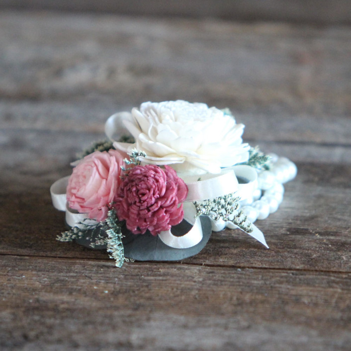 Traditional Faux Pearl Wristlet Corsage | Wrist Corsage | Ivory ...