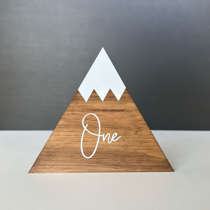 Wood Mountain Table Number with white lettering Table Numbers by Logan ...
