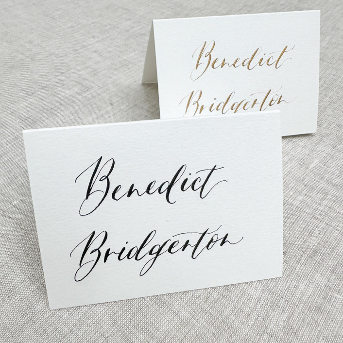 Custom calligraphy place cards | White tent place cards | Modern ...