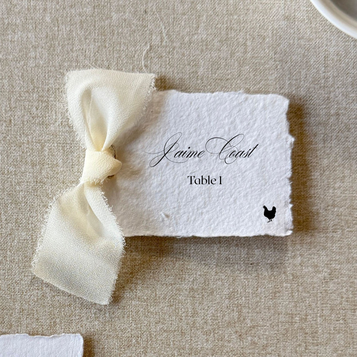Handmade Paper Place Cards with Ivory Bow | Set of 10 | Custom Text ...