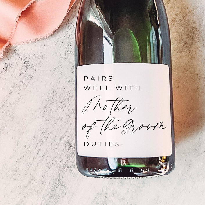 Mother of the Groom Gift Champagne Label | Pairs well with Mother of ...