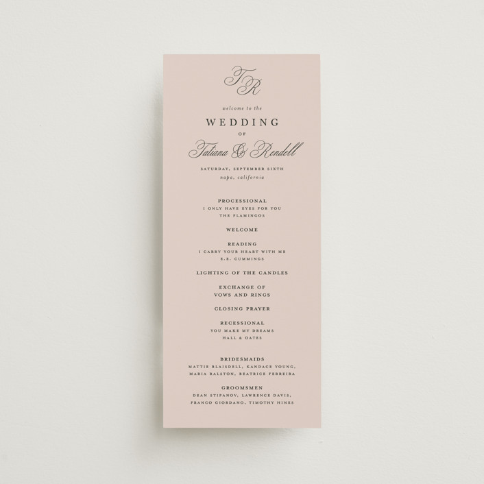 Arch Monogram Wedding Programs by Kelly Schmidt | Minted