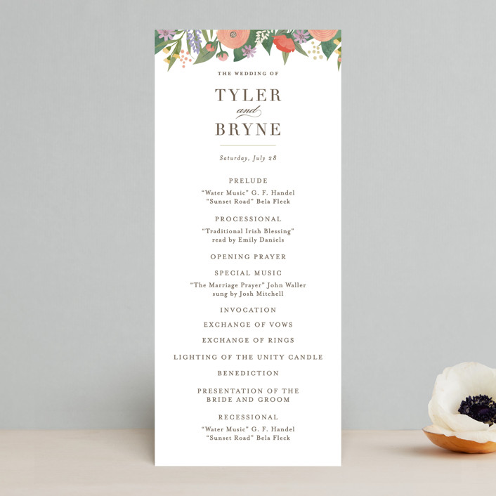 Floral specimen Wedding Programs by Jennifer Wick | Minted