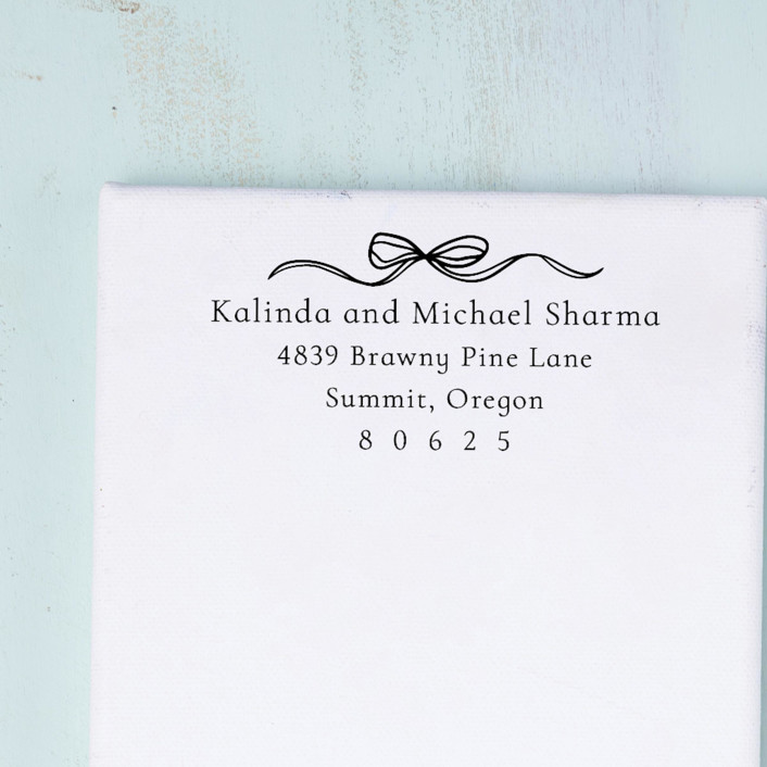 Bow Return Address Stamp - Romantic Bow Minimalistic Design Address ...