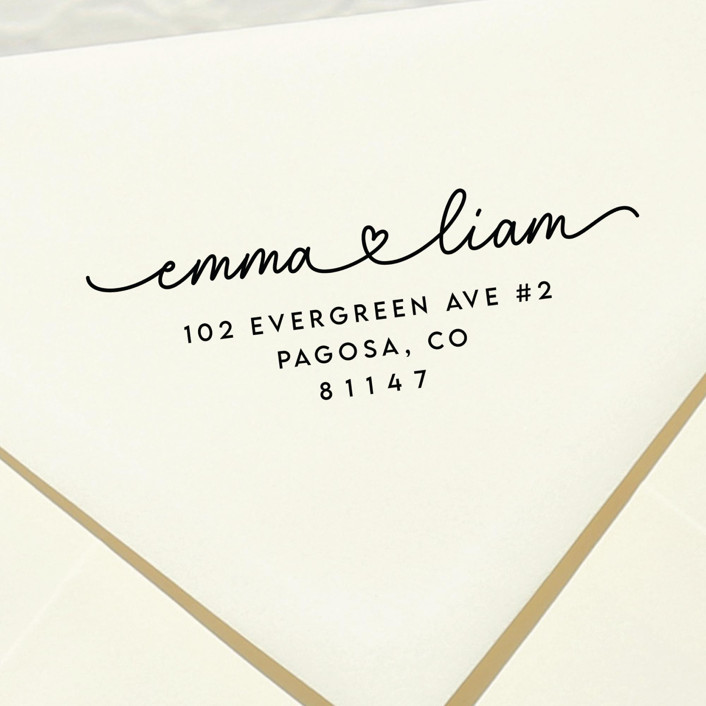 Custom Heart Names Address Stamp | Self Inking Return Address Stamp ...