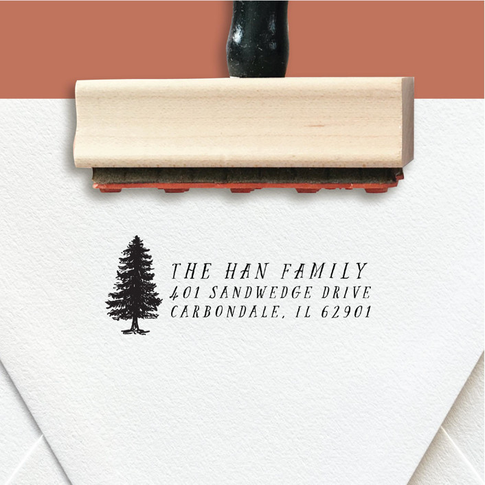 Custom Return Address Stamp | Single Tree Design | Forest Themed ...