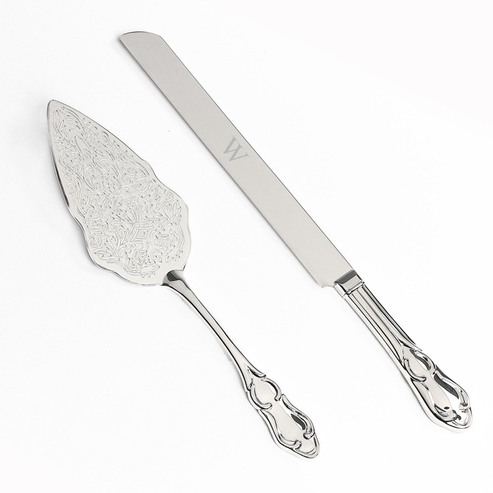Engraved Initial Vintage Look Personalized Cake Serving Set Wedding ...