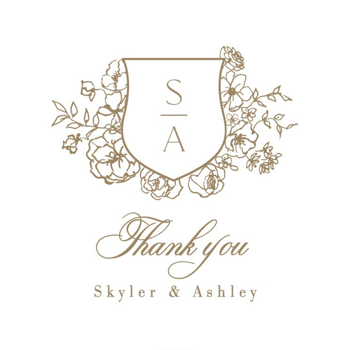 floral crest Wedding Favor Stickers by Cass Loh | Minted