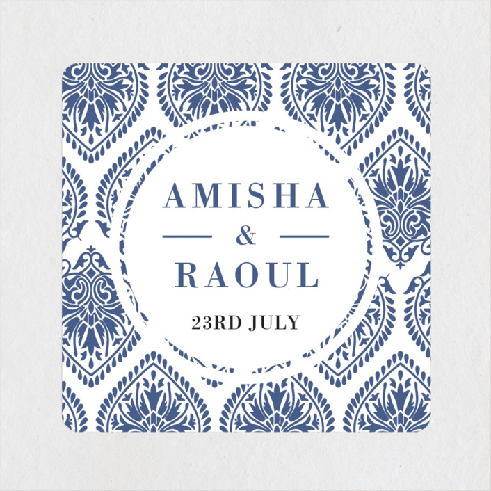 Calcutta Stamp Wedding Favor Stickers by Oma N. Ramkhelawan | Minted
