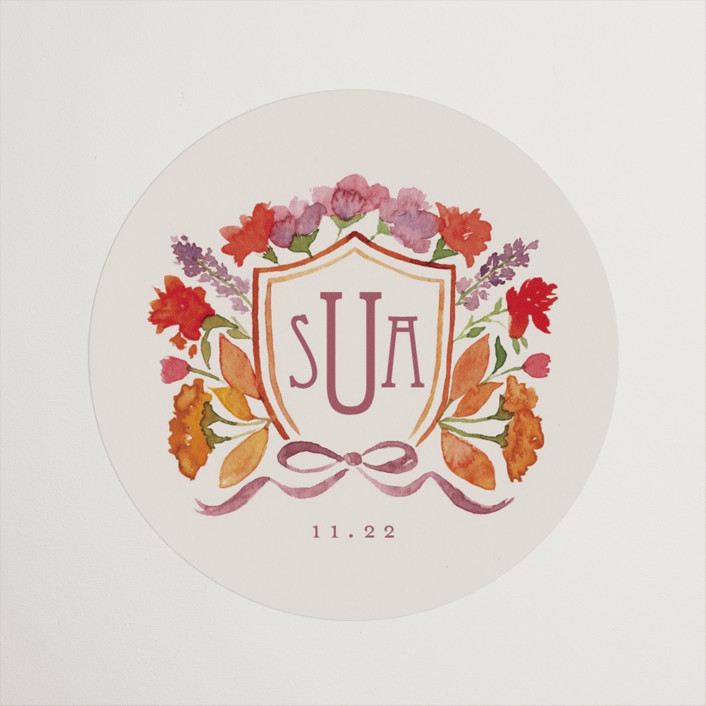Crest Fall Wedding Favor Stickers by Pink House Press | Minted