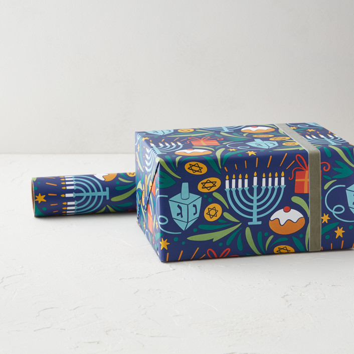 Hanukkah symbols Wrapping Paper by Natalia Gonzalez | Minted