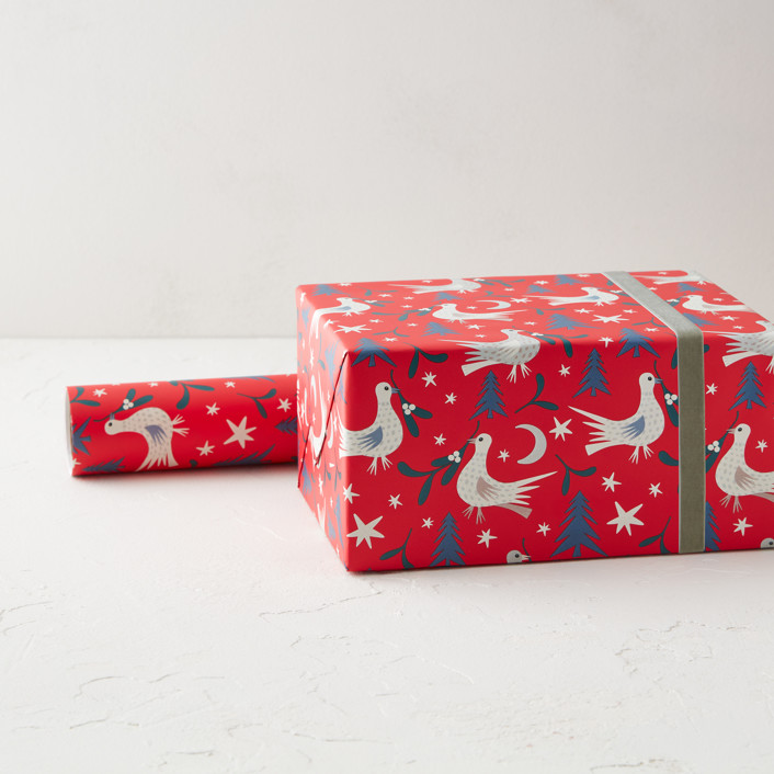 Mistletoe Doves Wrapping Paper by Evie Janssens | Minted