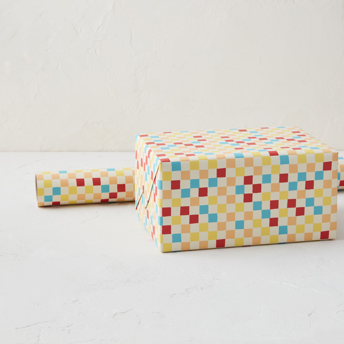 Colorful Grid Wrapping Paper by 2birdstone | Minted