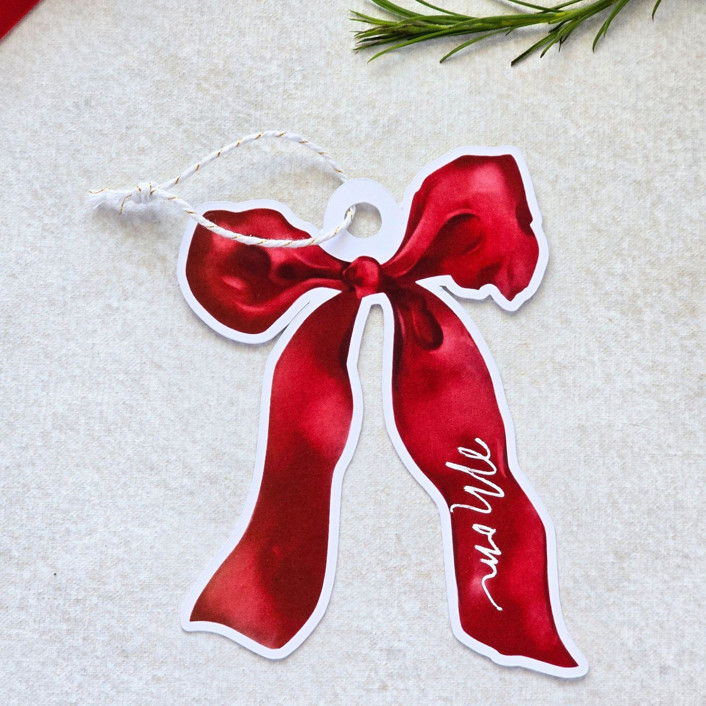Personalized Hand-Written Watercolor Die-Cut Ribbons- Set of 10 Holiday ...